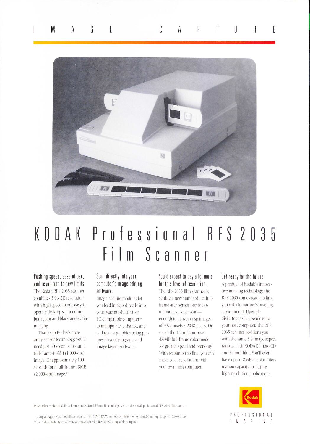 Specification Sheet - Eastman Kodak, 'Kodak Professional RFS 2035 Film ...