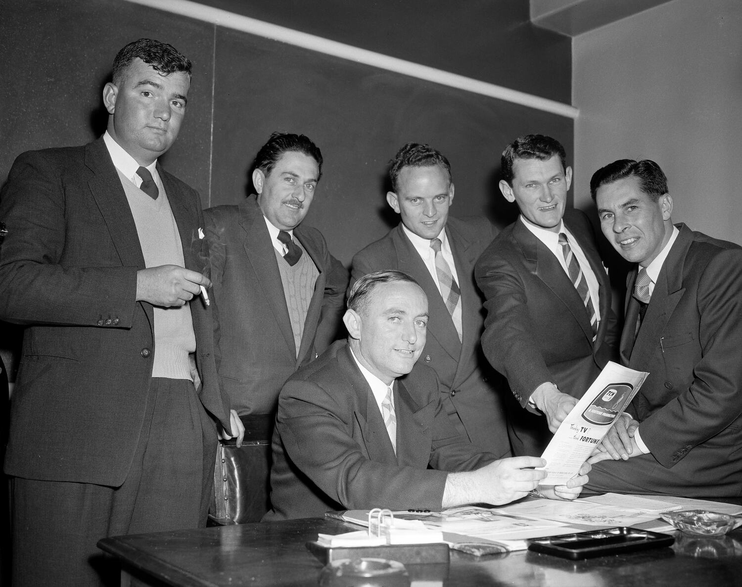 Negative - TCN Channel 9, Group Portrait of Men, Australia, 1956-1957