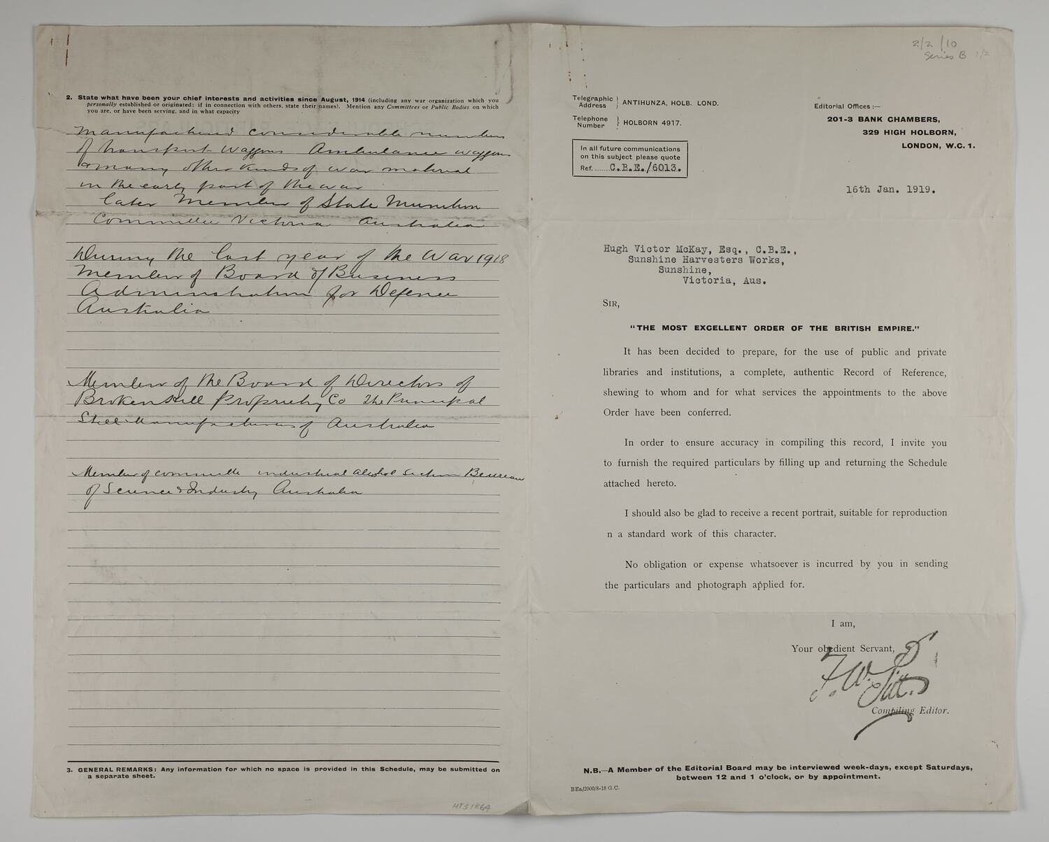 Letter of Reply & Schedule - Record of Reference for Order of the ...