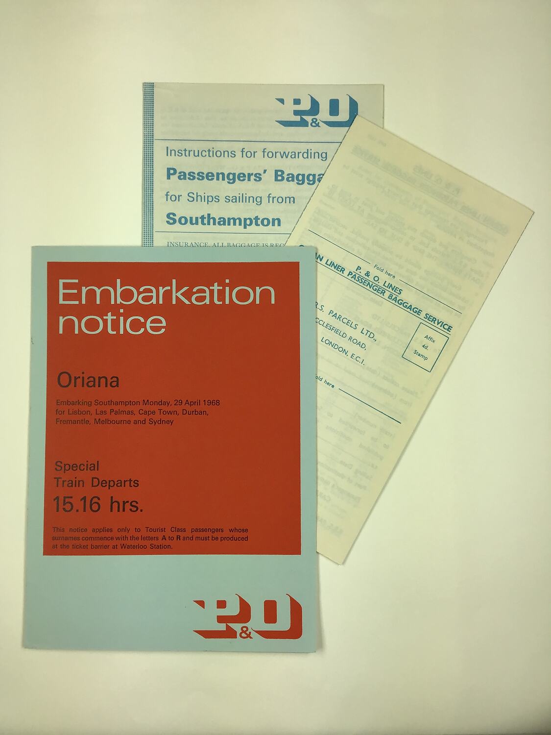 Booklet - Embarkation Notice, P & O, SS Oriana, 1968