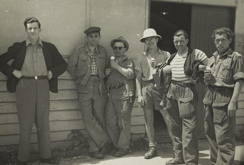 Digital Photograph - Six Men Eating Ice cream at Bonegilla Migrant ...