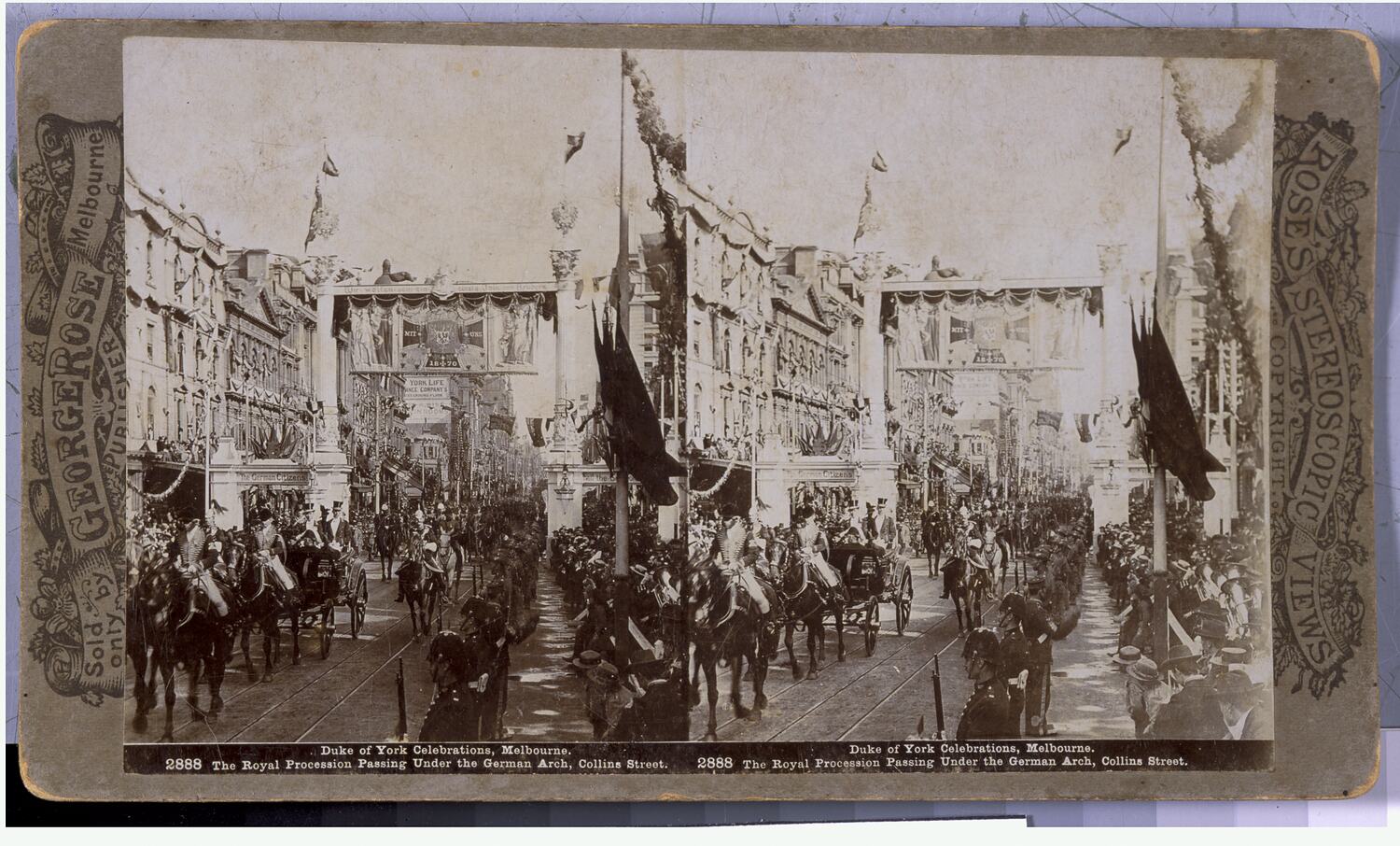 Stereograph - Federation Celebrations, Royal Party Passing Under German ...