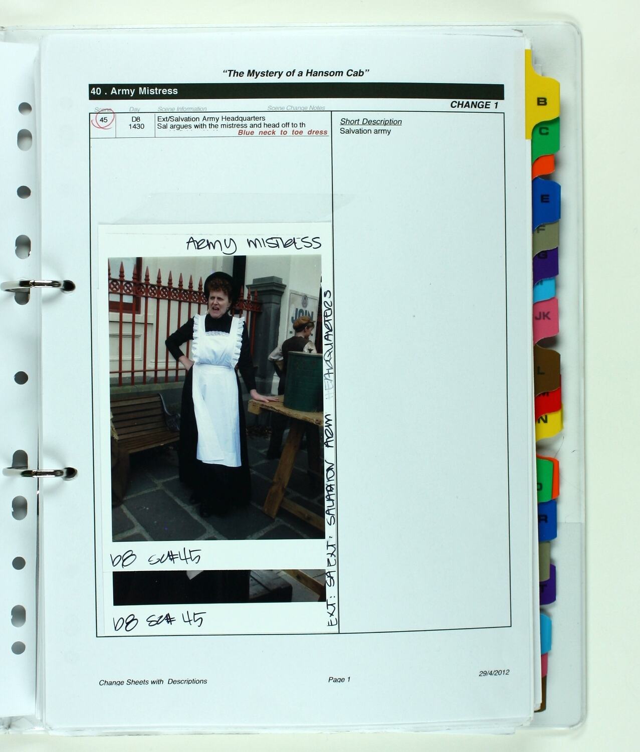 Continuity Folder - `The Mystery of A Hansom Cab', Burberry ...