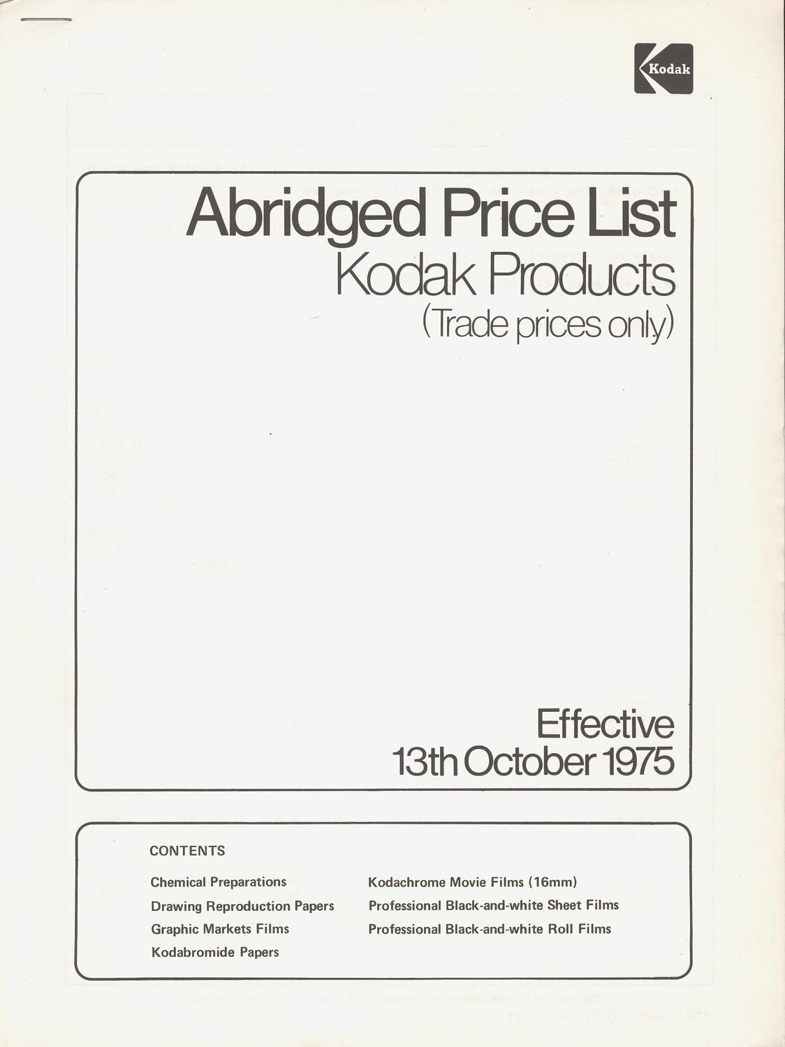 Price List - Kodak Australasia Pty Ltd, Kodak Products, Coburg ...