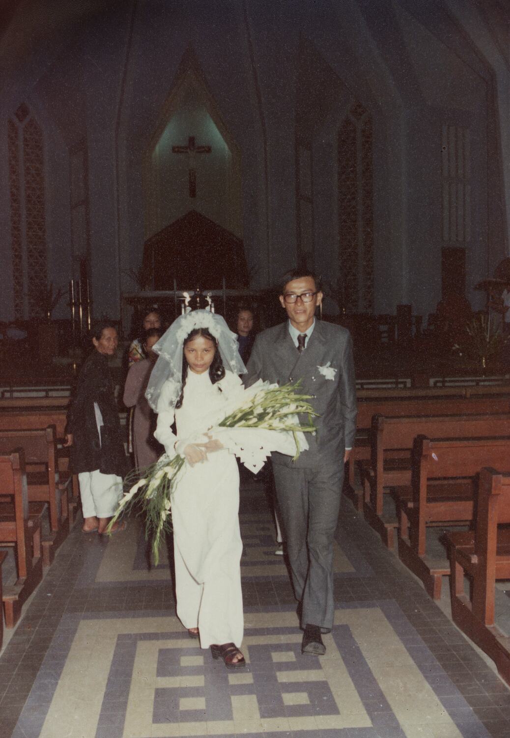 Digital Photograph - Cuc & Minh Lam Walking Down Aisle, Wedding ...
