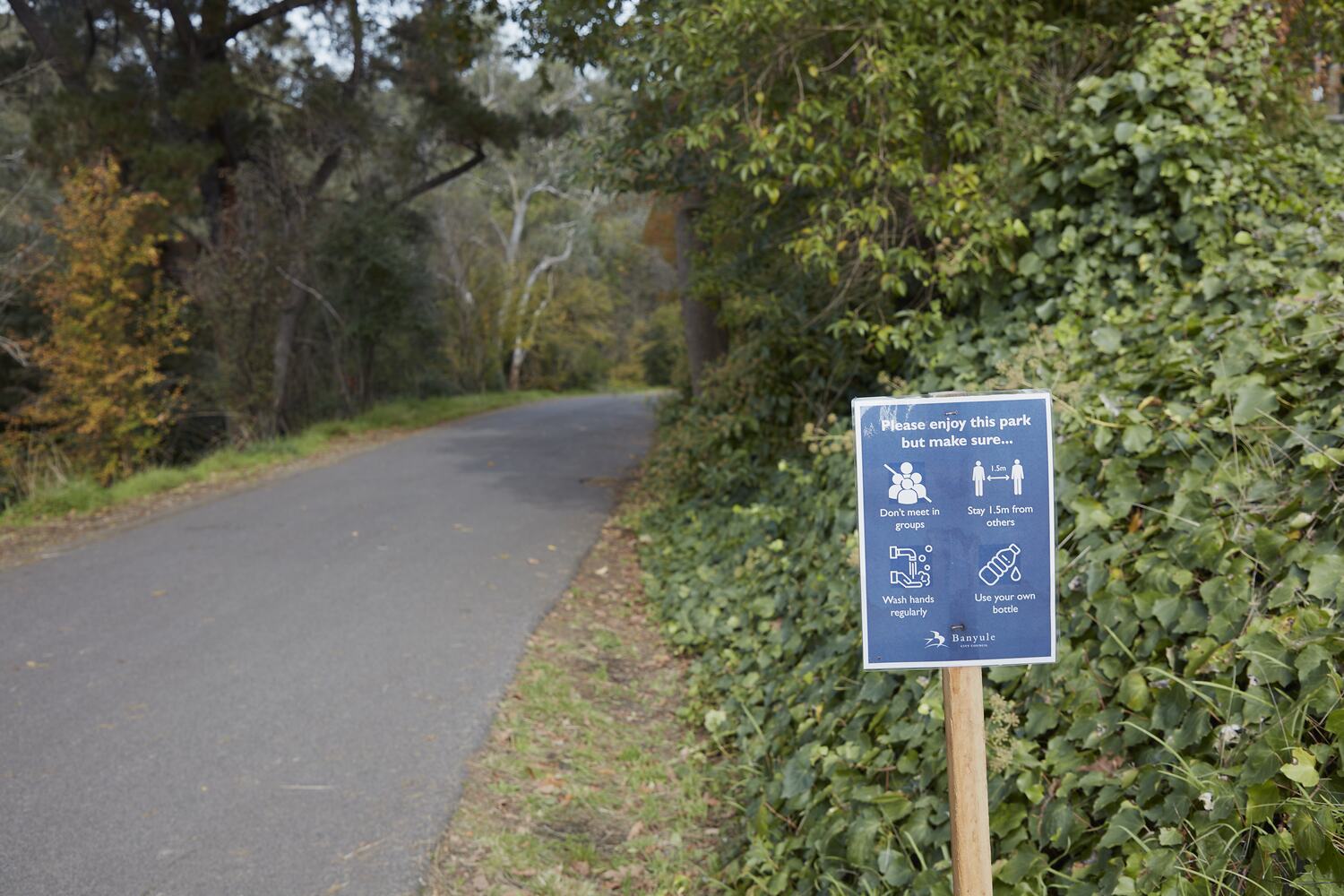 Digital Photograph - Social Distancing Sign on Walking Path, Melbourne ...