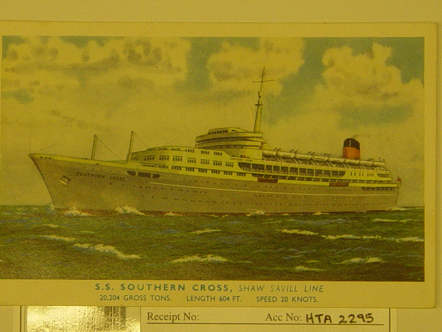 Postcard - S.S. Southern Cross, Shaw Savill Line, circa 1960s