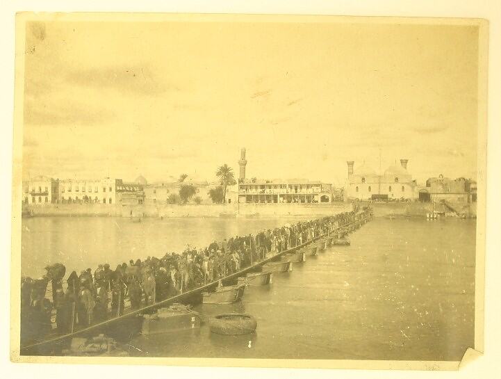 Photograph - People Crossing a Pontoon Bridge, Baghdad, Iraq, World War ...