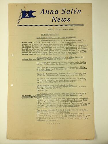 Newsletter - Anna Salen News, 15 Mar 1954