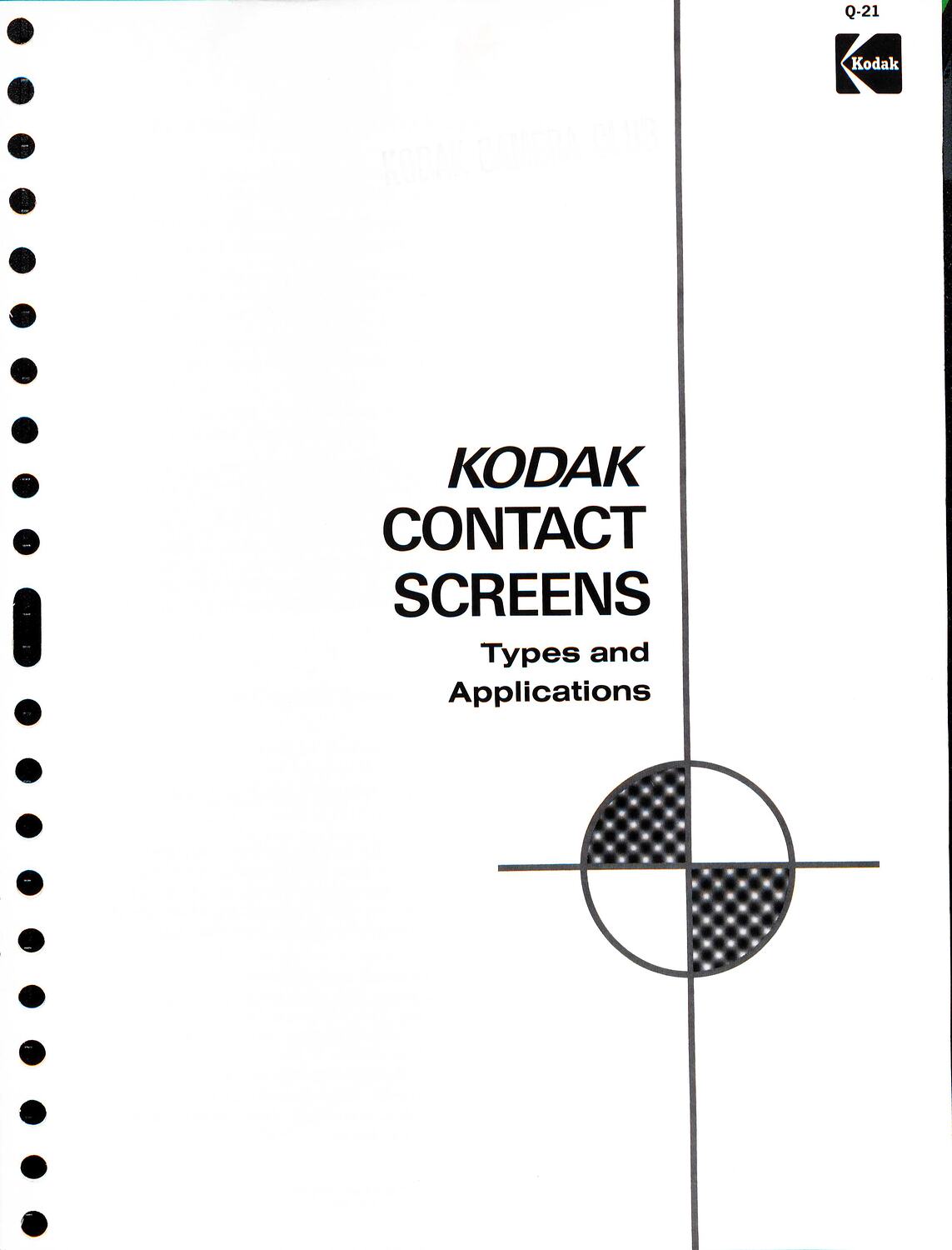 User Guide - Eastman Kodak, 'Kodak Contact Screens', Oct 1973