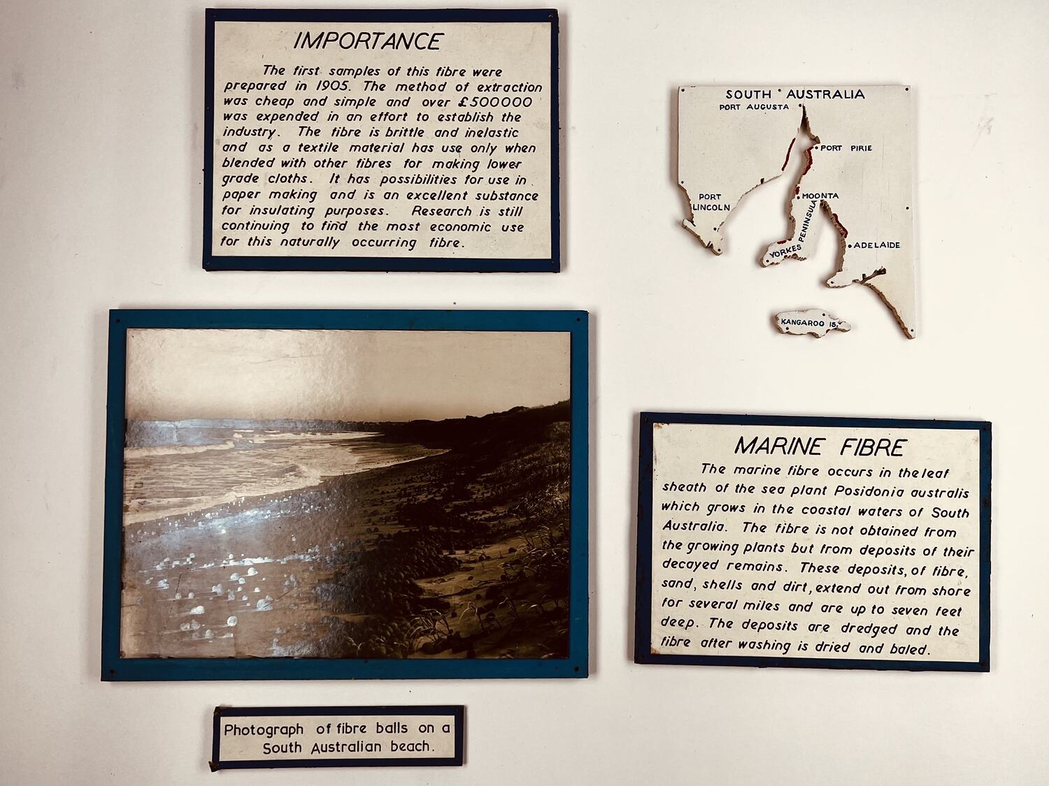 Exhibition Labels - Set of Five, Marine Fibre Balls, Industrial ...