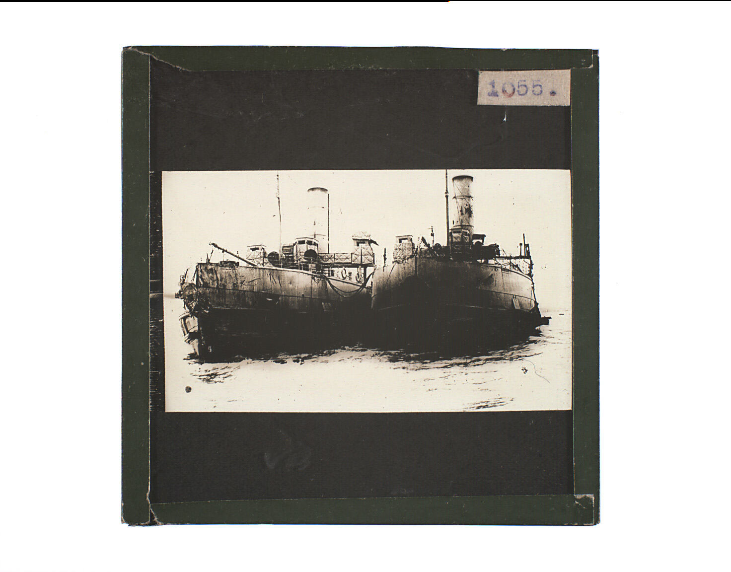 Lantern Slide - HMS Daffodil & HMS Iris, Zeebrugge Raid, circa 1924