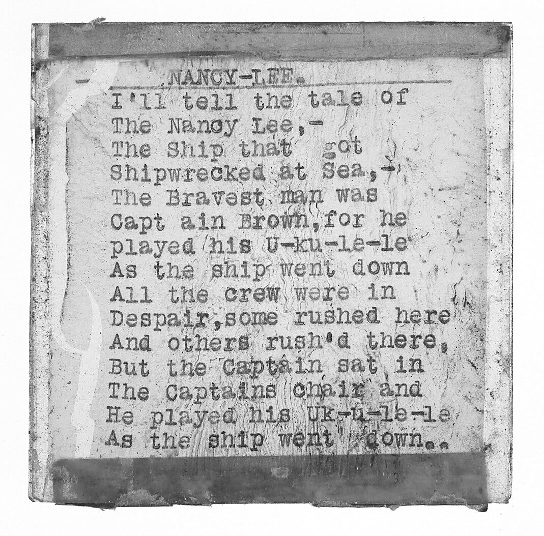 Lantern Slide - 'The Wreck of the Nancy Lee', Part 1, circa 1932 -1956