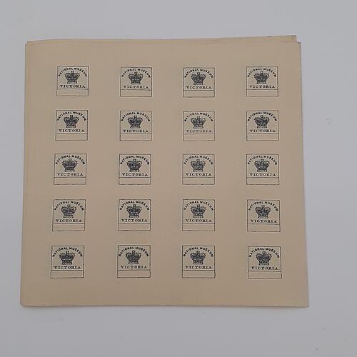 Sheets of Labels - Paper, Unused, National Museum Victoria, 1950-1982