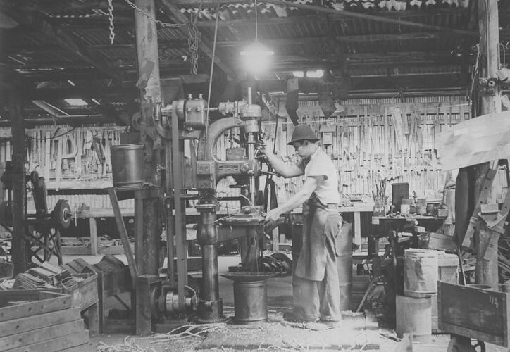 Photograph - Daniel Harvey Pty Ltd, Workman in Engineering Workshop ...