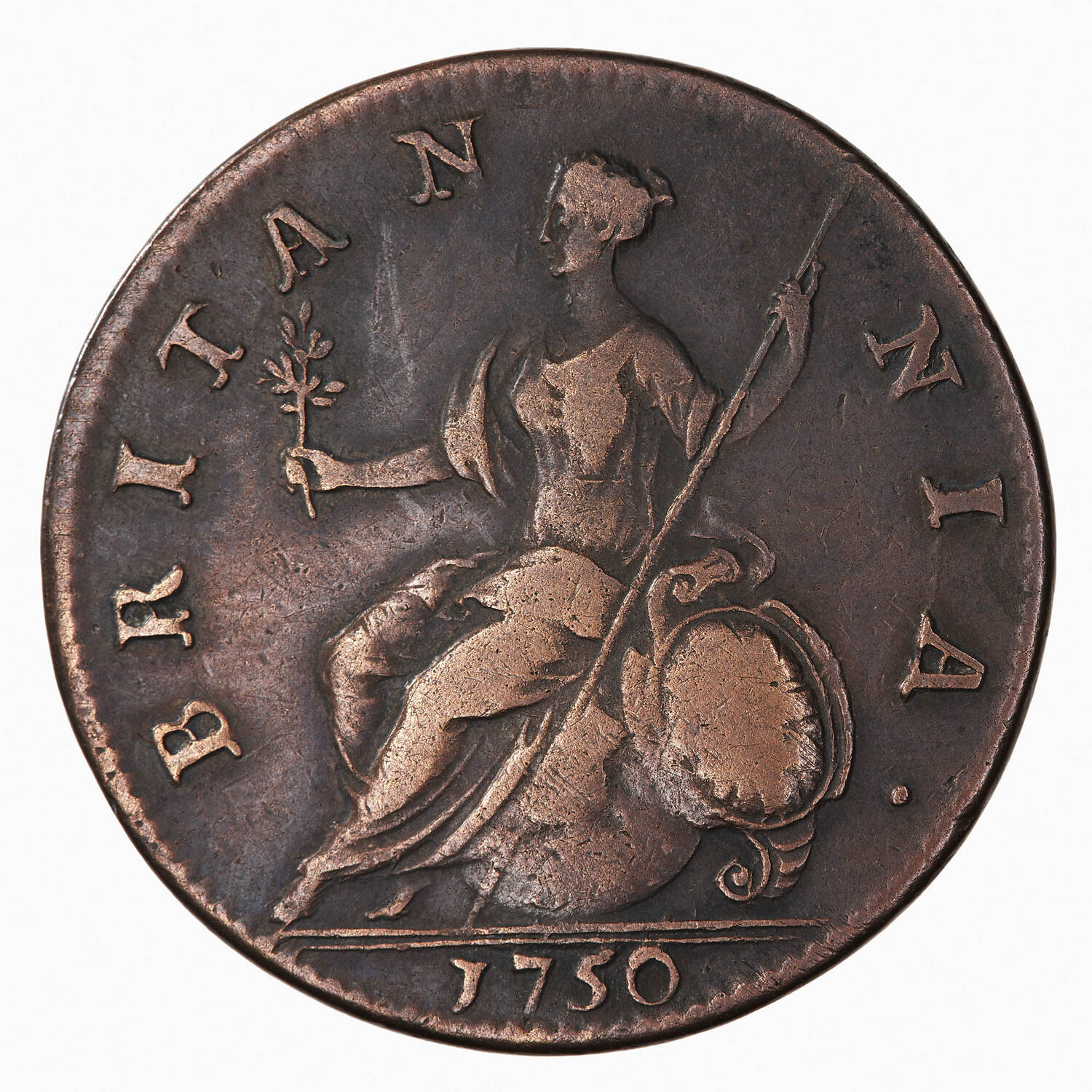 Coin - Halfpenny, George II, Great Britain, 1750