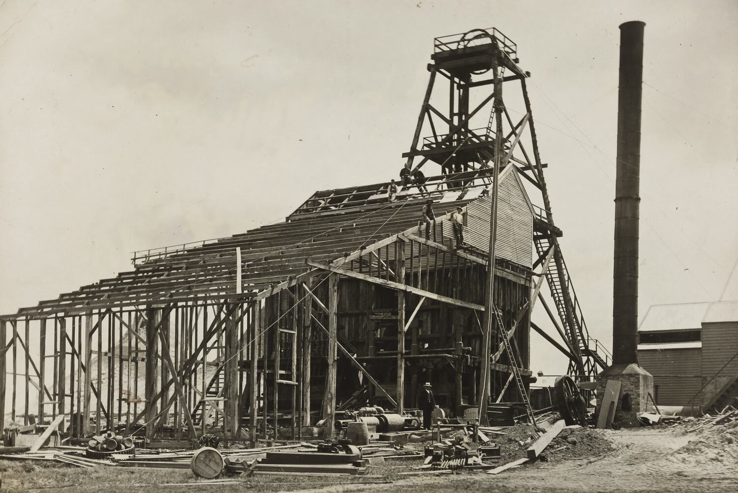 Photograph - Poppet Head & Buildings Under Construction at the Berringa ...