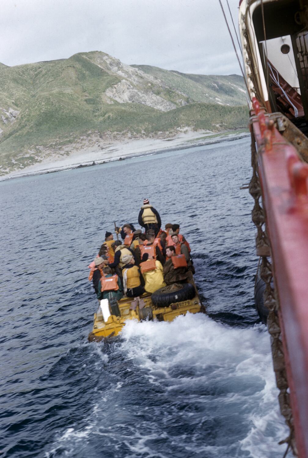 Slide - DUKW Going Ashore, Macquarie Island, Tasmania, Dec 1959