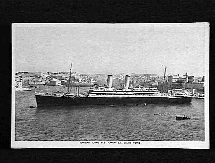 Postcard - Orient Line S.S. Orontes, circa 1936 - 1945