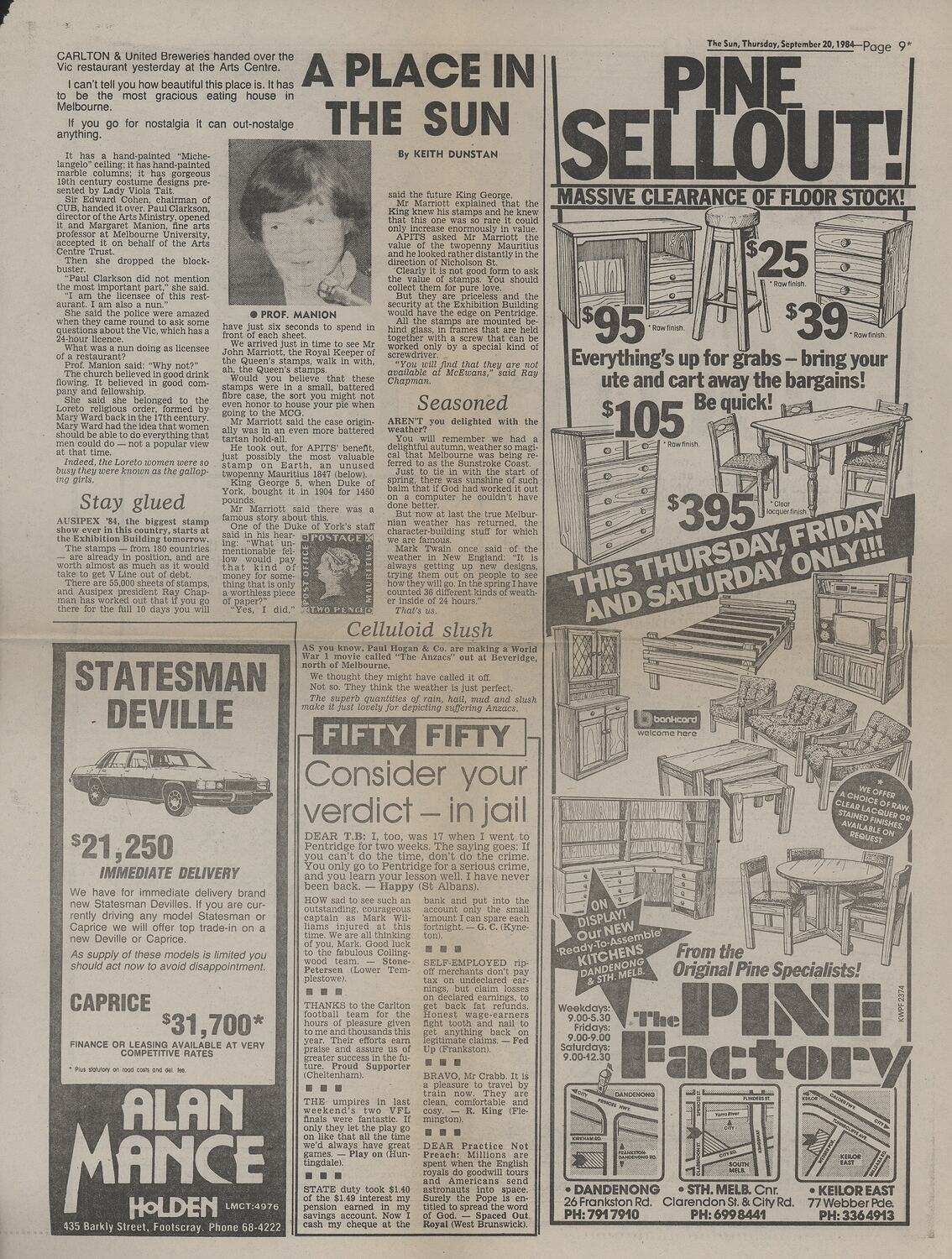 Newspaper Cutting - The Sun, 20 Sep 1984