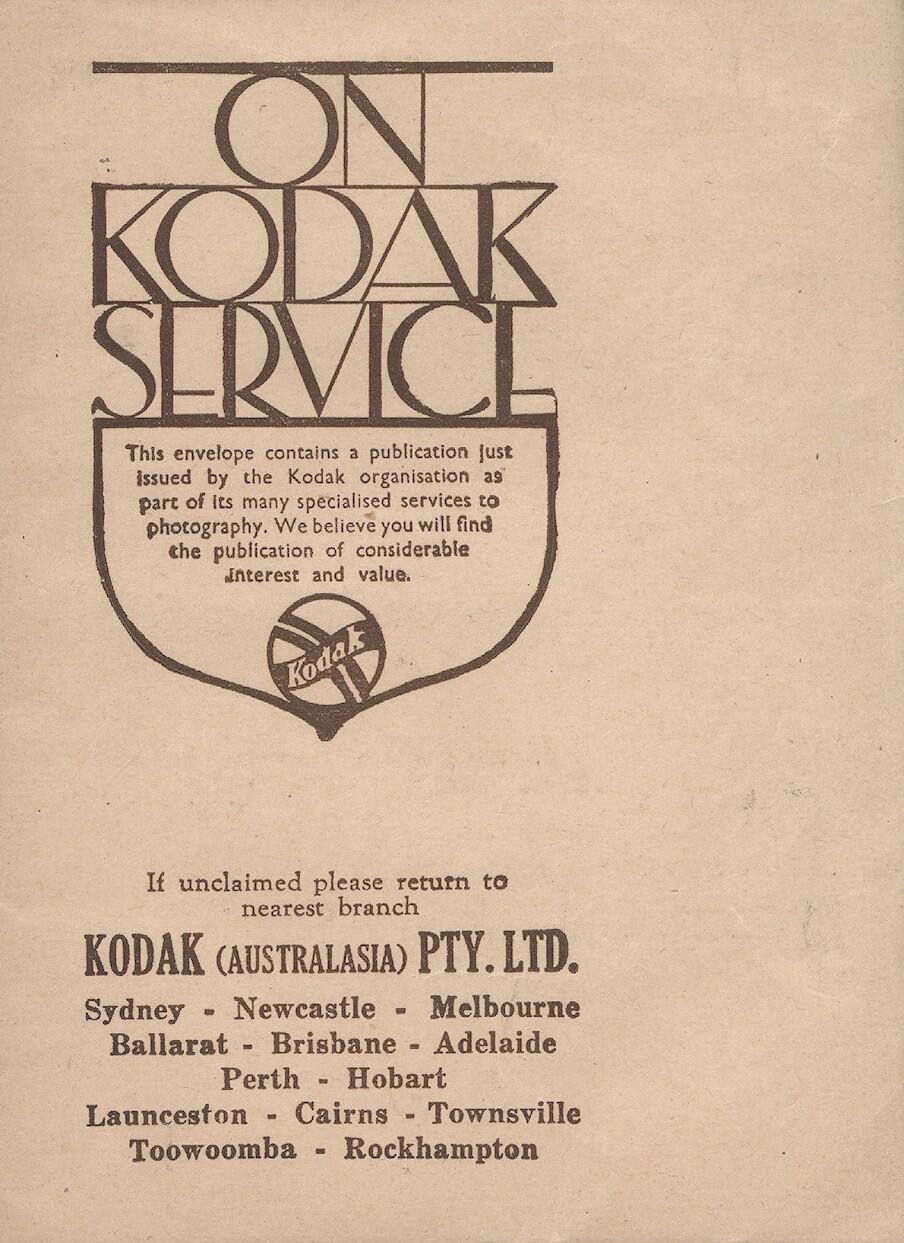 Envelope - Kodak Australasia Pty Ltd, 'On Kodak Service', circa 1920 - 1940