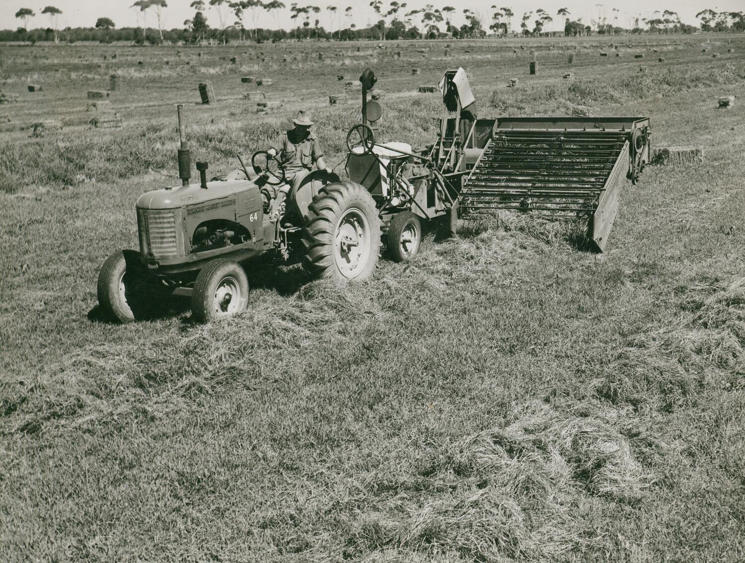 Photograph - Sunshine, Pickup Baler and Tractor, 1946