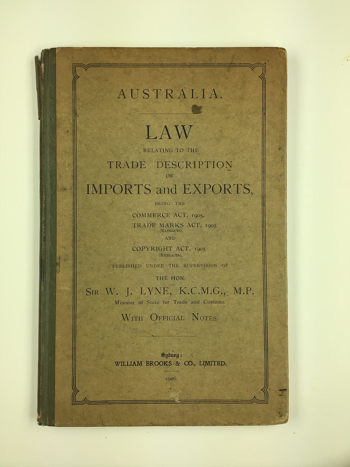 Book - 'Australian Law - Trade Descriptions of Imports and Exports by ...