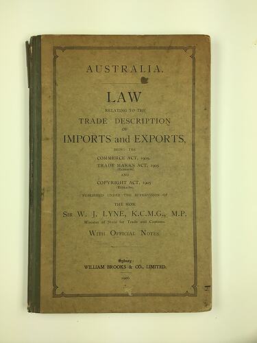 Book - 'Australian Law - Trade Descriptions of Imports and Exports by ...
