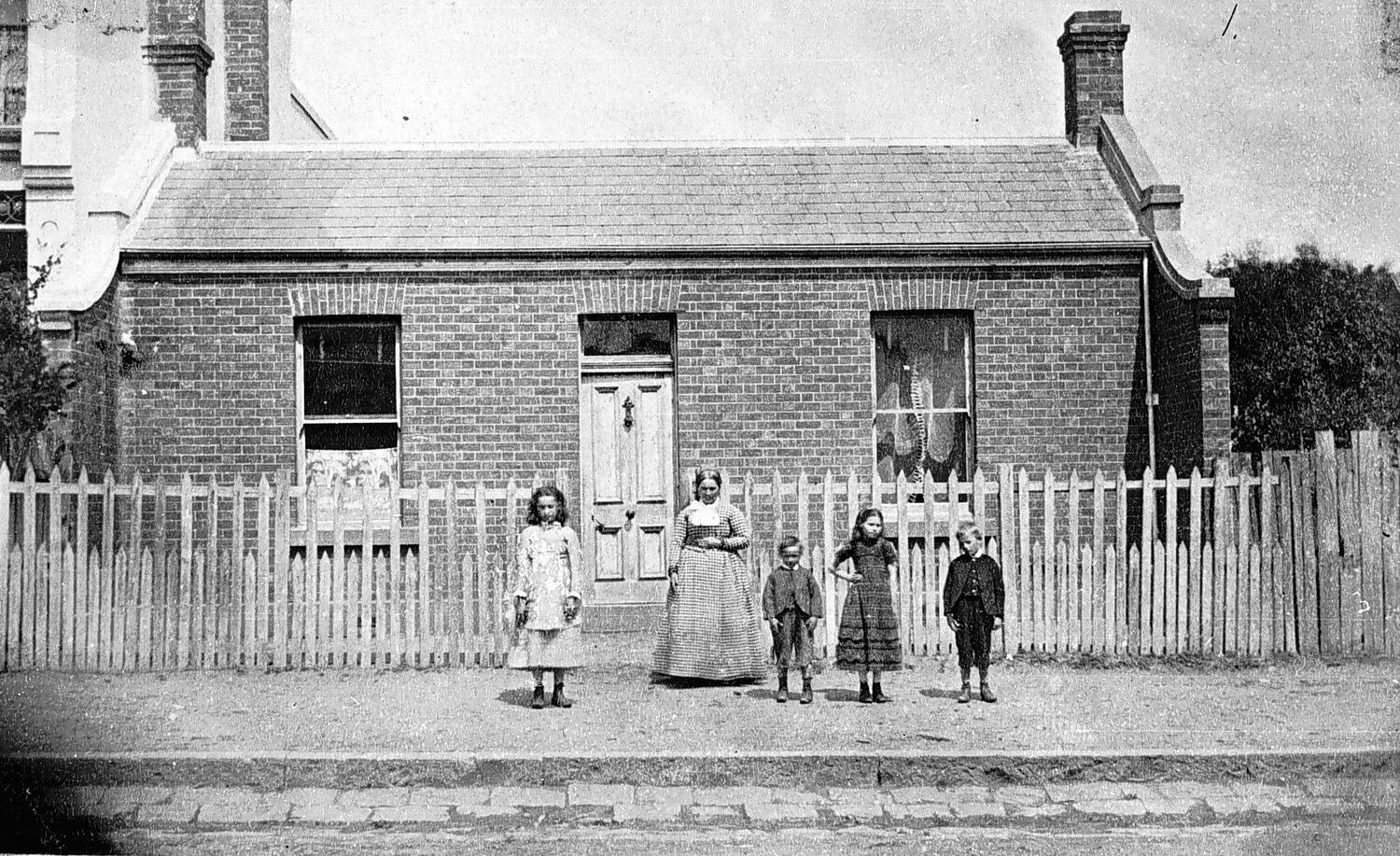 Negative - Family in Front of Home, Melbourne, Victoria, circa 1860s