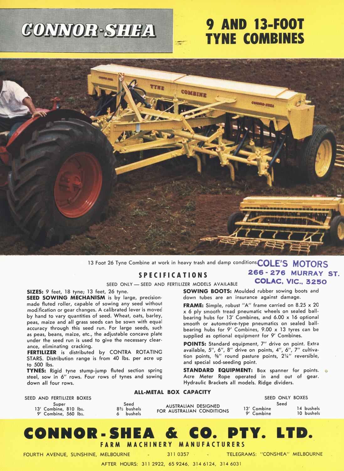 Descriptive Leaflet - Connor-Shea & Co. Pty Ltd, '9 & 13-Foot Tyne ...