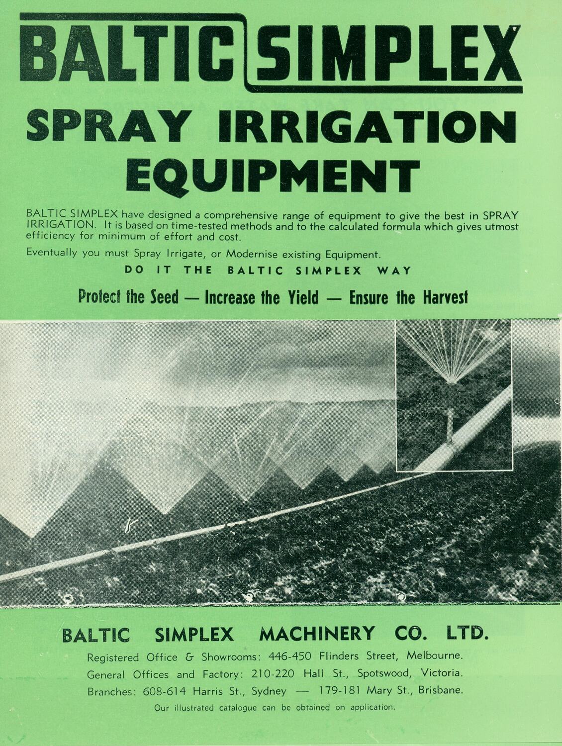 Descriptive Leaflet - Baltic Simplex, Spray Irrigation Equipment, 1957