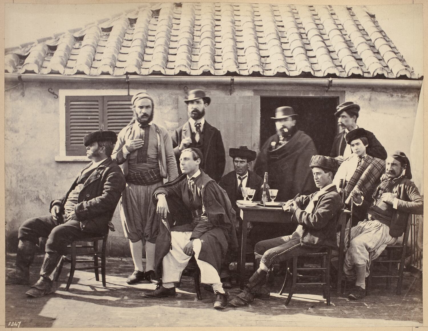 Photograph - Group of Men Drinking, Gibraltar, circa 1870