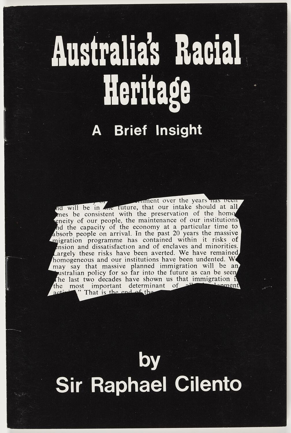 Booklet - Sir Raphael Cilento, 'Australia's Racial Heritage ...