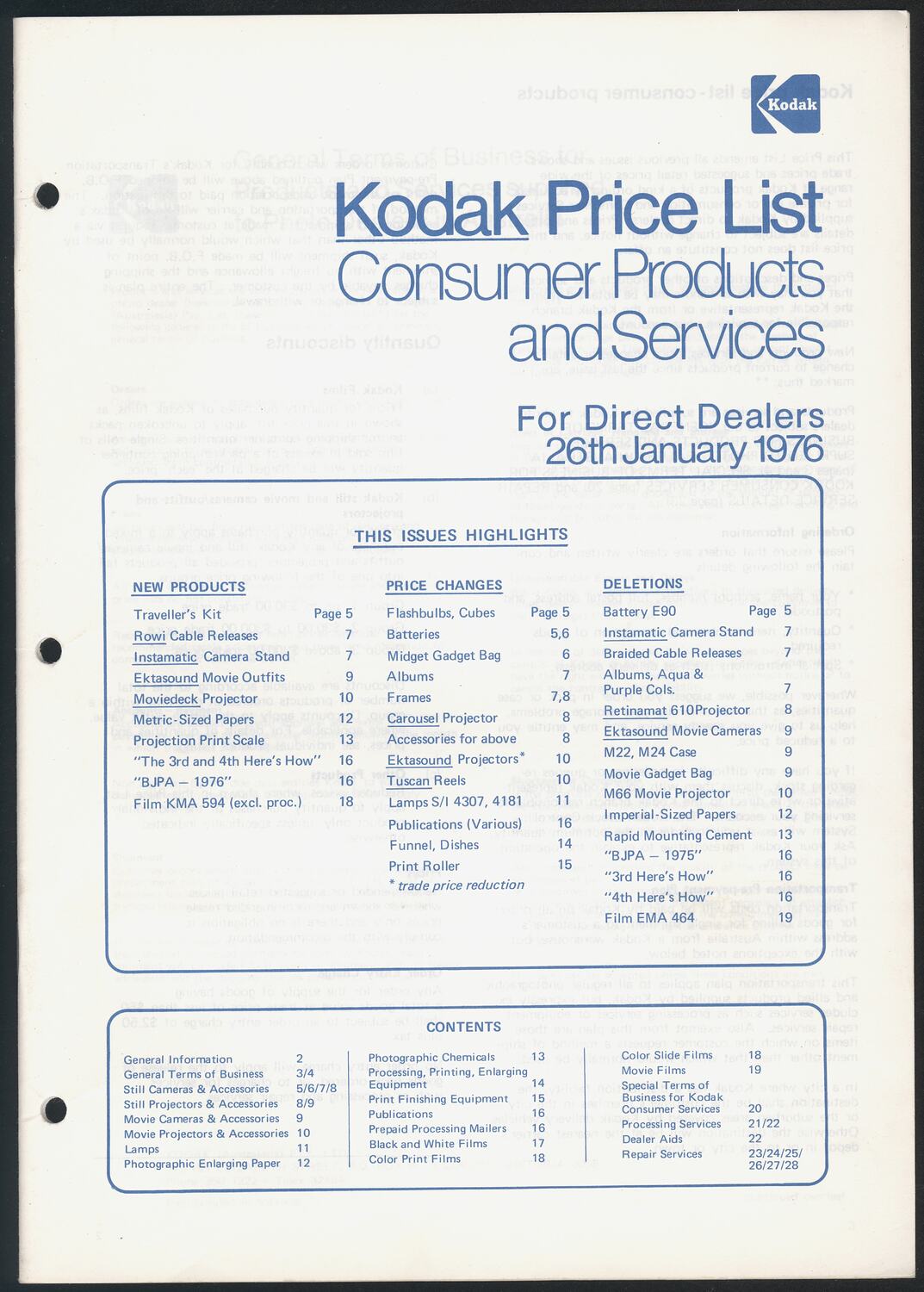 Price List - Kodak Australasia Pty Ltd, Consumer Products & Services ...
