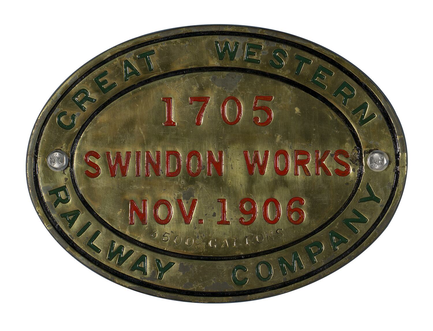 Locomotive Builders Plate - Great Western Railway, Swindon Works ...