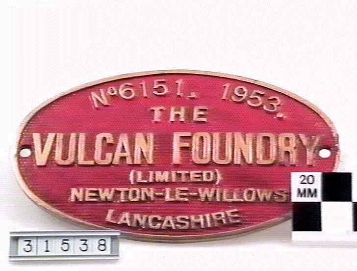 Locomotive Builders Plate - Vulcan Foundry, Newton-Le-Willows ...