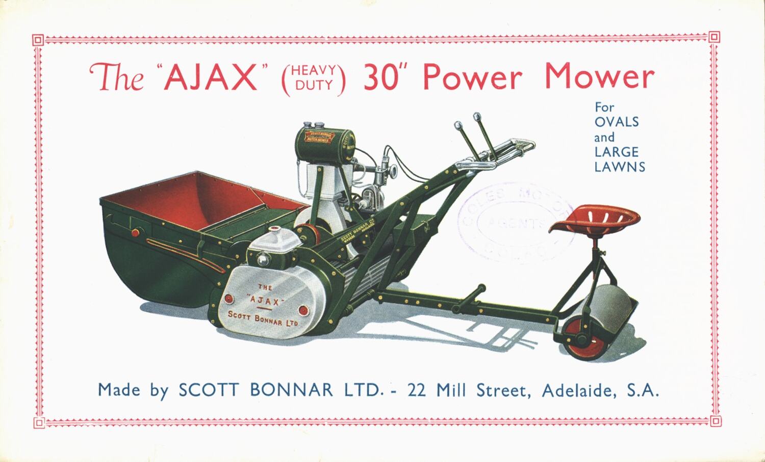 Descriptive Leaflet - Scott Bonnar, Ajax Heavy Duty 30" Power Mower ...
