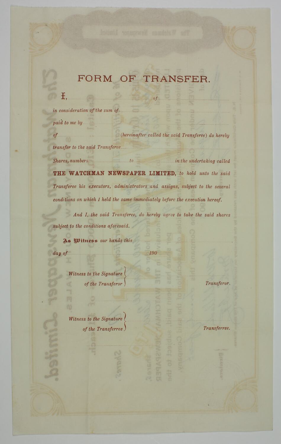 Scrip - Watchman Newspaper, Sydney, New South Wales, 1903