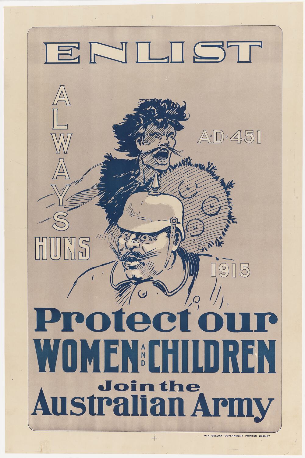 Poster - 'Always Huns, Protect Our Women and Children', Australia ...