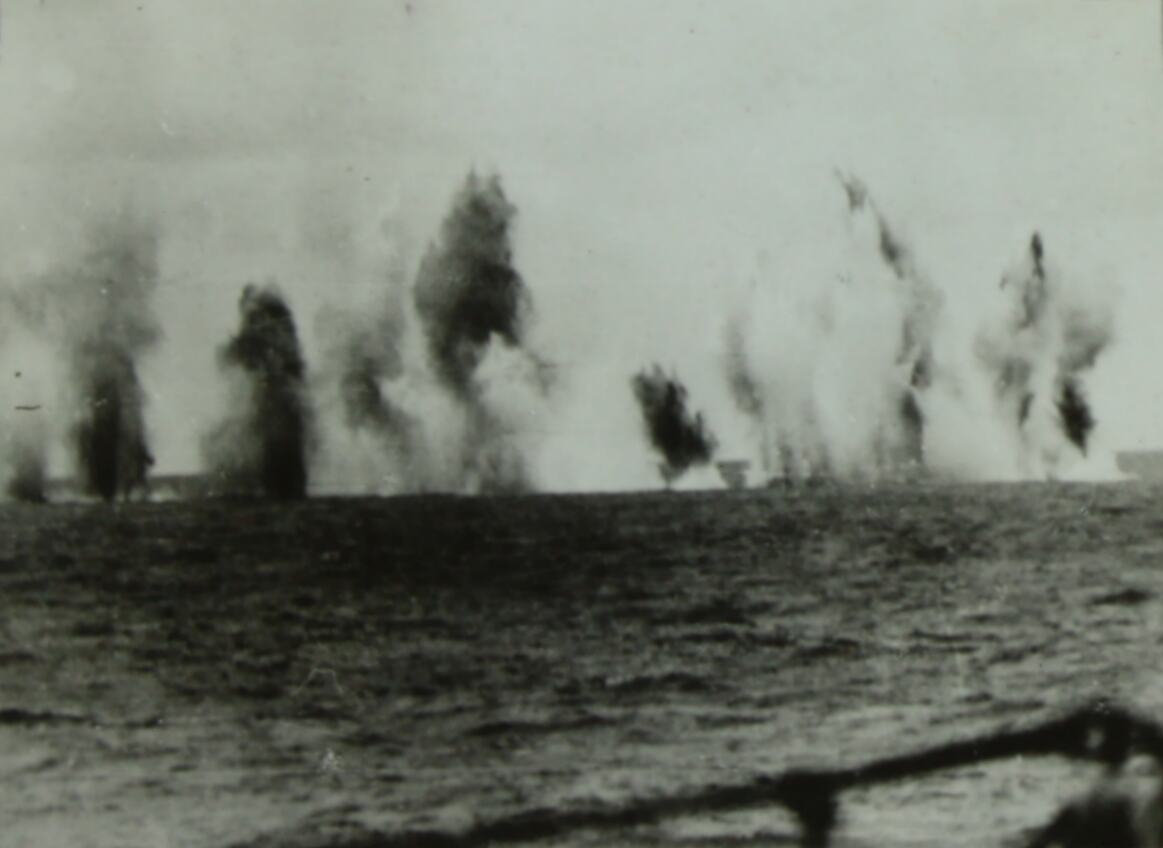 Photograph - HMS Exeter Under Fire, Sunda Strait, World War II, 1941-1942
