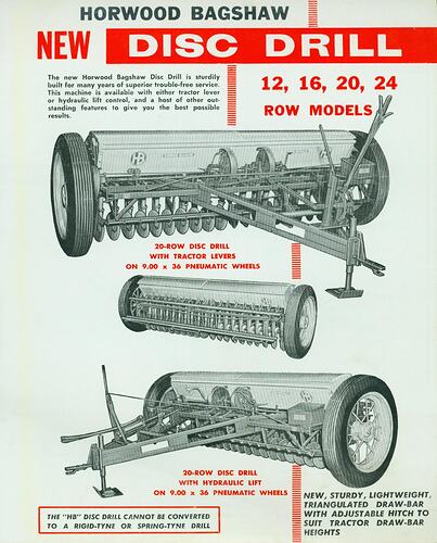 Descriptive Leaflet - Horwood Bagshaw, Disc Drill, circa 1962