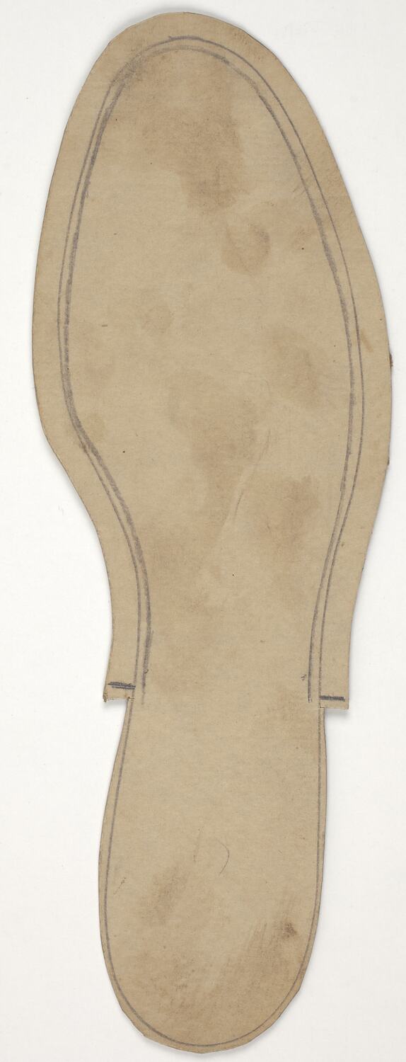 Shoe Pattern Piece, Right Sole, 1930s-1970s
