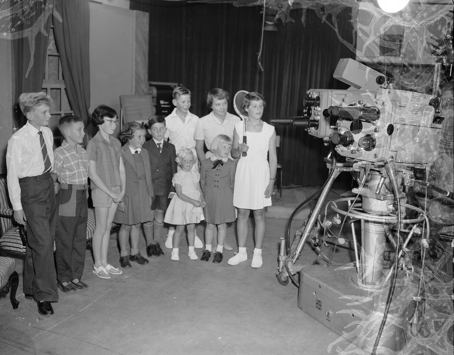 Negative - Children in ABV2 Television Studios, Elsternwick, Victoria, 1958