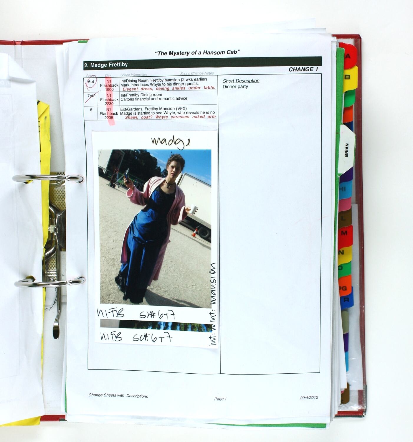 Continuity Folder - `The Mystery of A Hansom Cab', Burberry ...