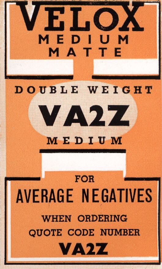 Label - Photographic Paper, Kodak Australasia Pty Ltd, 'Velox Medium ...