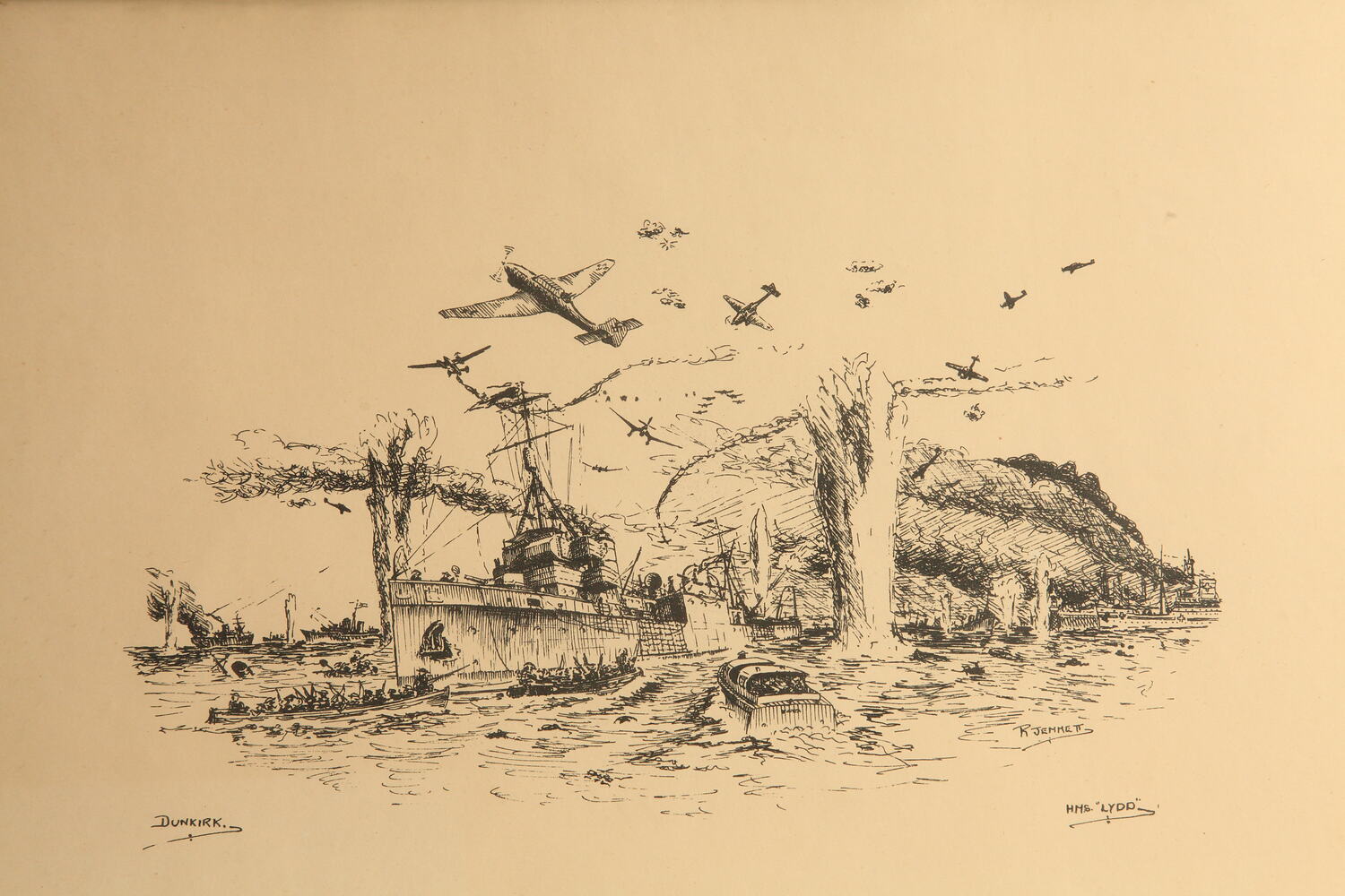 Sketch - HMS Lydd, Dunkirk, France, World War II, 1940