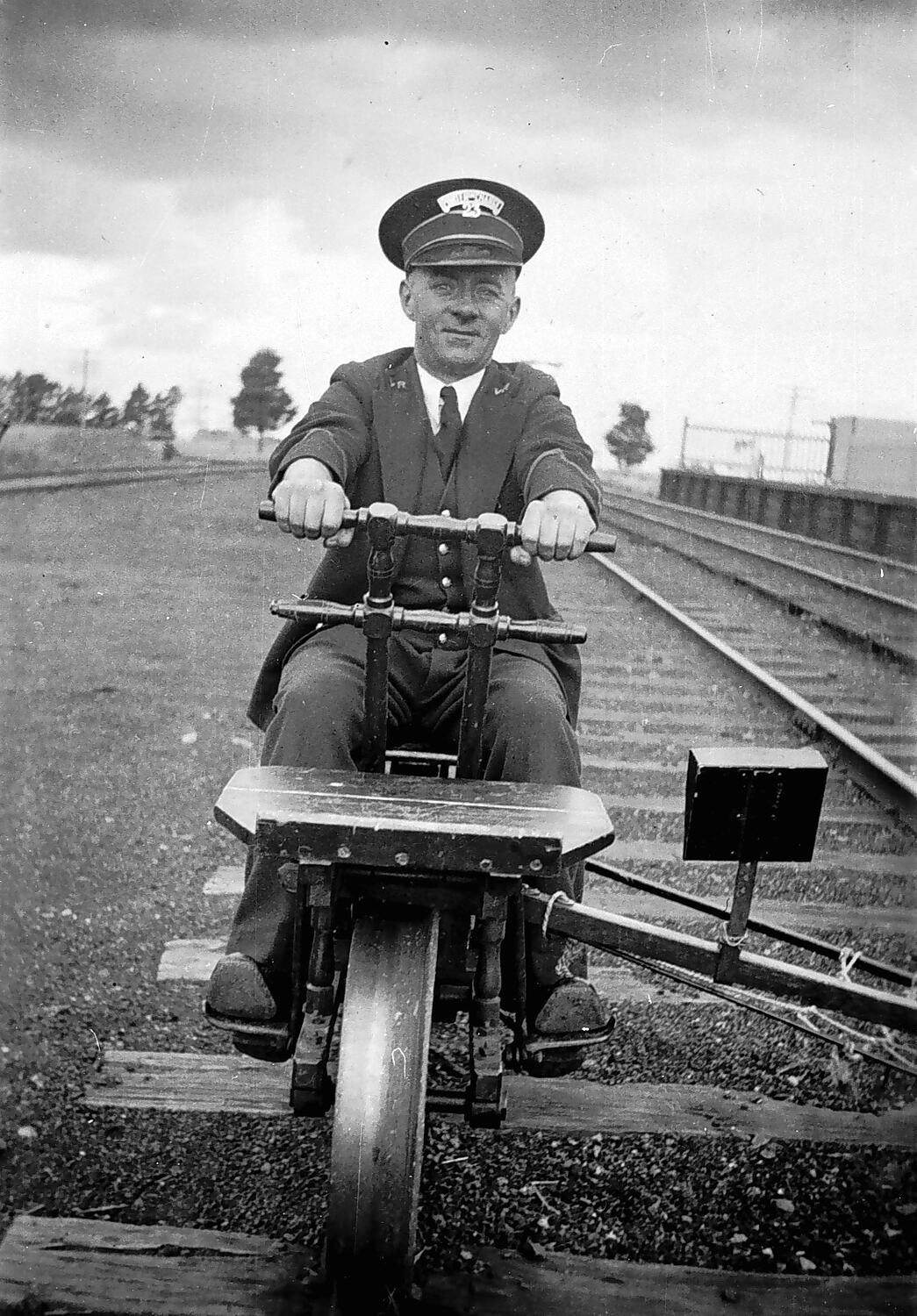 Negative - Railway Guard, Ingliston, Victoria, 1939