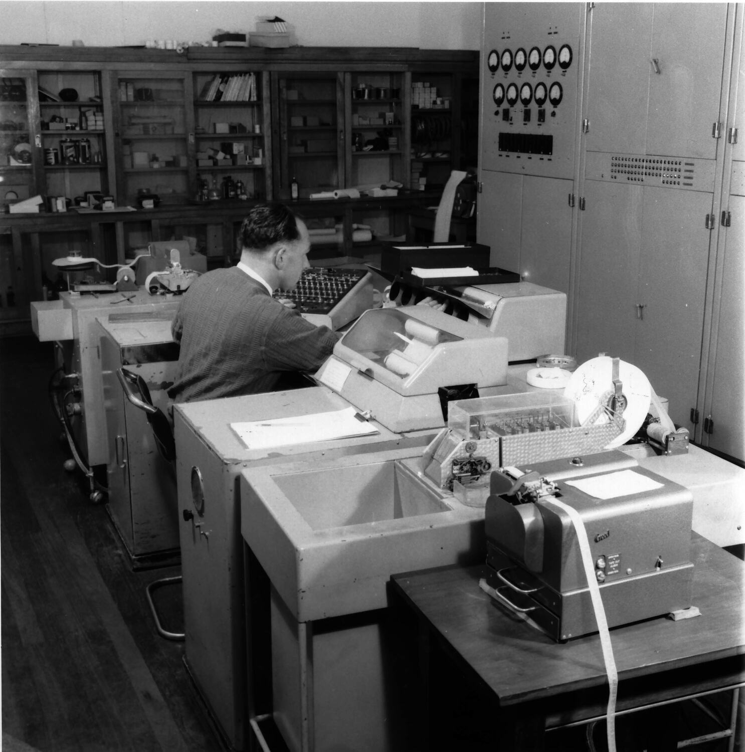 Photograph - CSIRAC Computer, Roy Muncey at Console, 1960