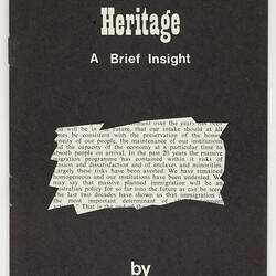 Booklet - Sir Raphael Cilento, 'Australia's Racial Heritage ...