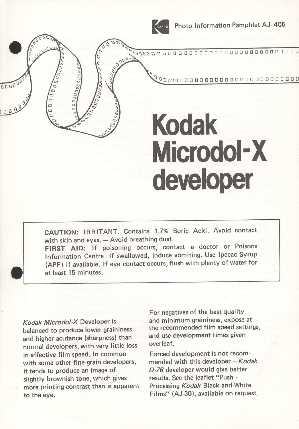 User Guide - Kodak Australasia Pty Ltd, Microdol-X Photographic ...